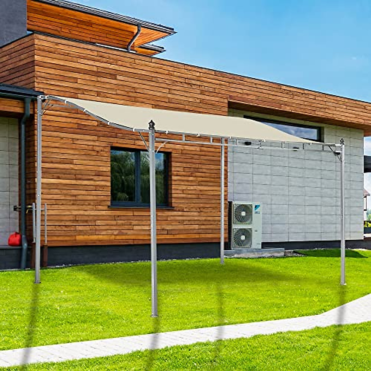 Aweather Metal Pergola Gazebo for Patio Backyard,Sun Shade Shelter for Porch Party,Garden,Grill Gazebo(Beige)