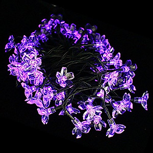 Kyson Solar Fairy String Lights 21ft 50 LED Purple Blossom Decorative Gardens, Lawn, Patio, Christmas Trees, Weddings, Parties