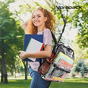 Vorspack Clear Backpack Heavy Duty PVC Transparent Backpack with Reinforced Strap for Workplace - Black