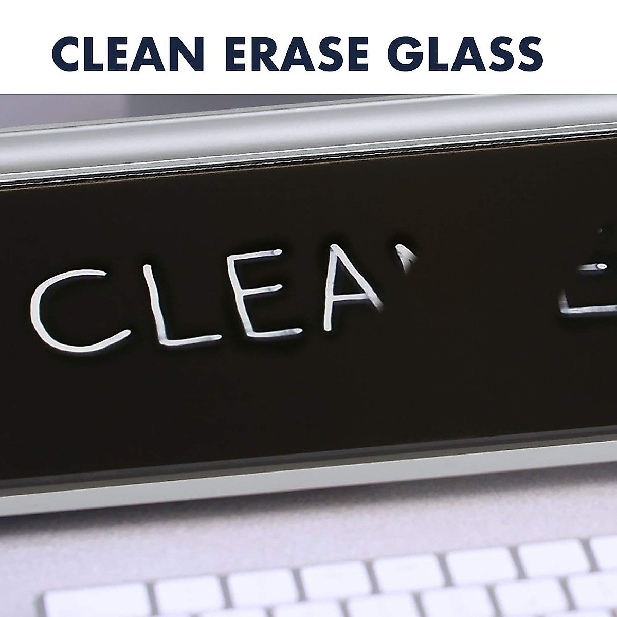 Quartet Glass Dry Erase White Board, Desktop Computer Pad for Notetaking, 18" x 6" Whiteboard, Clean Erase Surface with Storage, 1 Dry Erase Marker, Black Surface (GDP18B)