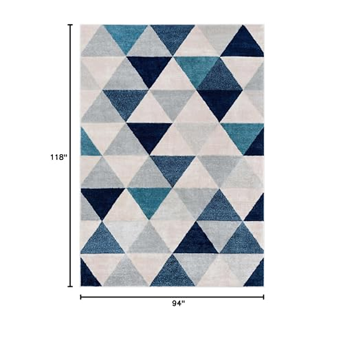 Well Woven Isometry Blue & Grey Modern Geometric Triangle Pattern Area Rug 7'10" x 9'10" Soft Shed Free Easy to Clean Stain Resistant