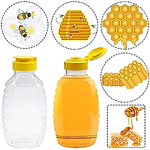 Qinsihwn 8 Pack 16oz Clear Plastic Honey Bottles,Refillable Food Grade Honey Container,Squeeze Honey Bottle With Leak Proof Flip-Top Caps for Storing and Dispensing