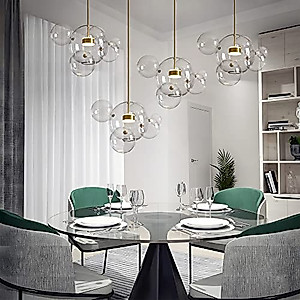 EDISLIVE Modern Artistic Chandeliers Bubble 1-Light 6-Clear Globe Glass Sputnik Pendant Light for Dining Room White