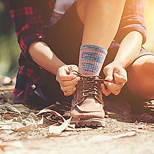 FEIDEER Hiking Socks Walking Socks For Women, 5 Pairs Outdoor Recreation Socks Moisture Wicking Crew Socks (Purple/Red/Pink/Orange/Blue)