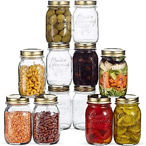 Bormioli Rocco Quattro Stagioni Glass Mason Jars 17 Ounce 12-Pack, with Metal Airtight Lid, For Jam, Jelly, baby food, Crafts, Spices, Dry Food Storage, Wedding favors, Decorating Jar, Made in Italy