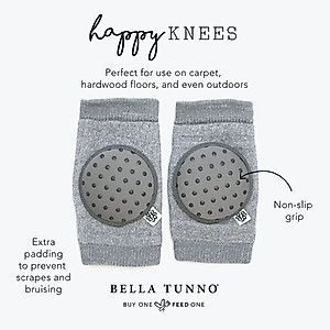 BELLA TUNNO Happy Knees - Baby Crawling Knee Pads with Anti-Slip Grip and Extra Padding to Protector Knees When Learning to Crawl, Up, Up and Away Blue, (KP41B)