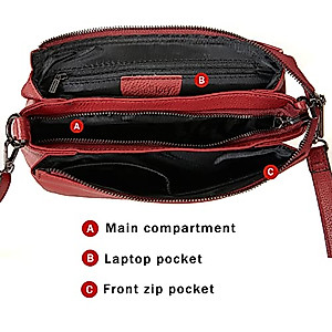 SHESTORY Women Genuine Leather Shoulder Bags Crossbody Purses for Lady Handbag (Wine)