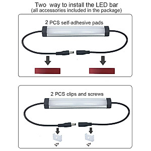 Litever 6 Inches Under Cabinet Light Bar for Small Cabinets, 12VDC, 2.5W, 3000K Warm White,with Mounting Clips, Screws, Self-Adhesive Pads. Compatible LL-008 Series -(2-Pack-3000K)