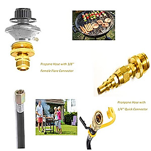 1LB Propane Disposal Adapter Fitting, 1LB Disposal Tank Regulator Adapter with 1/4' Quick Connect Disconnect Plug, and 1/4'' Male 1' x 20 Male Throwaway Cylinder, for Portable BBQ Grill