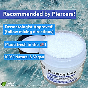 Urban ReLeaf Piercing Care - Healing Sea Salt & Botanical Aftercare - Safely Clean & Heal New & Stretched Piercings - 1 (3 Ounce)