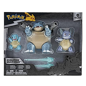 Pokemon Select Evolution 3 Pack - Features 2-Inch Squirtle, 3-Inch Wartortle & 4.5-Inch Blastoise Battle Figures - Authentic Details