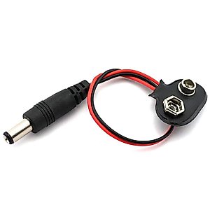 Prterewy 10pcs 15CM 9V Battery Snap Connector Clip Lead Wire Experimental Battery Snap Power Cable with 5.5x2.1mm DC Male Plug for Arduino Project or LED Light Bar (with DC Plug)