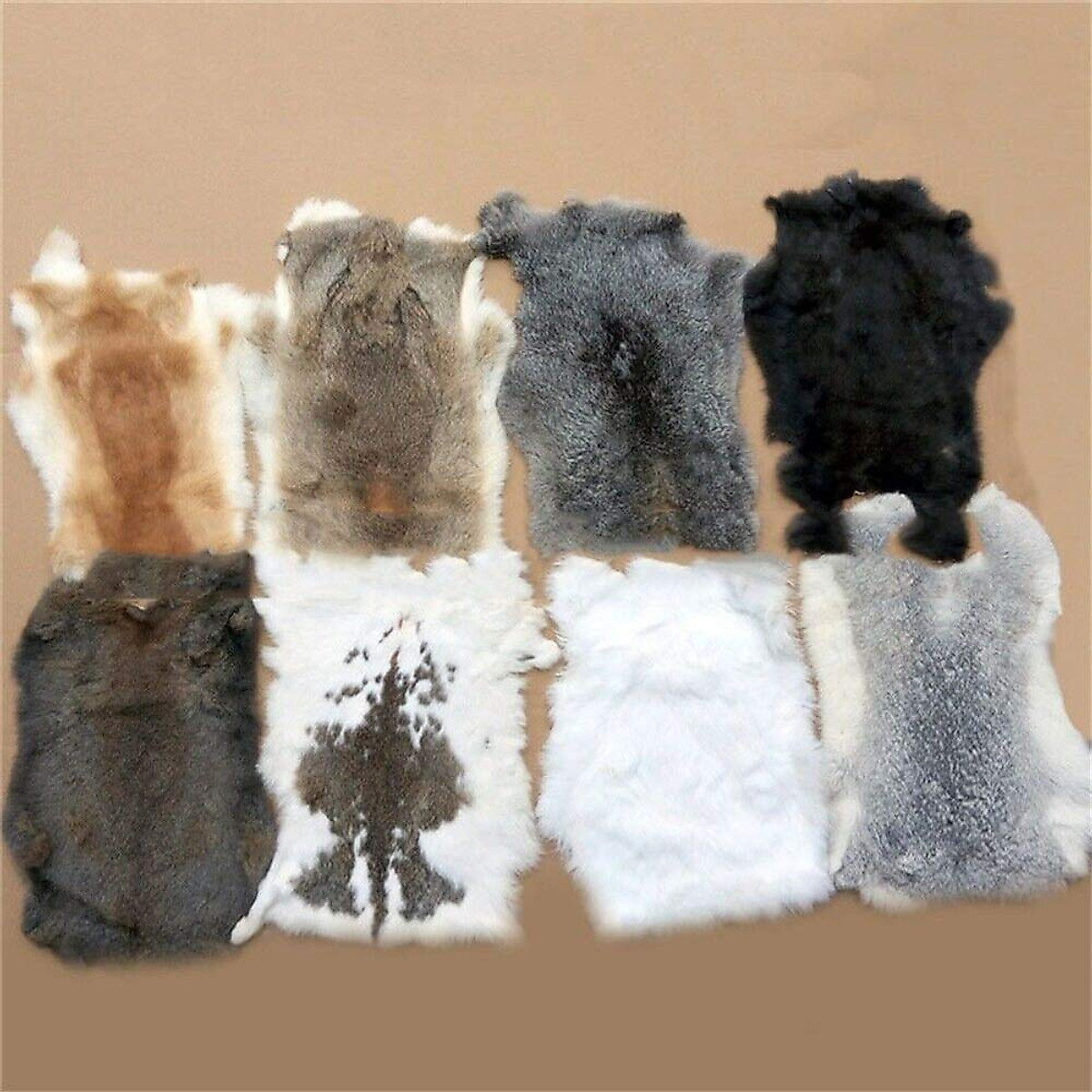 Assorted Natural Rabbit Skin Fur Pelts Grade Craft with Sewing Quality Leather 10" by 14" with Sewing Quality Leather for Decoration, Cat/Dog Toys, Sewing, or Crafting Fur Hide (5PCS Bulk)