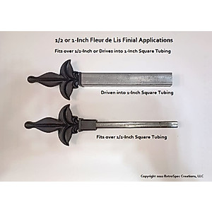 Retrospec Creations 25 Each for (1/2 OR 1-INCH) Plastic Iron Fence Tops 1-60-10 Fleur DE LIS Black