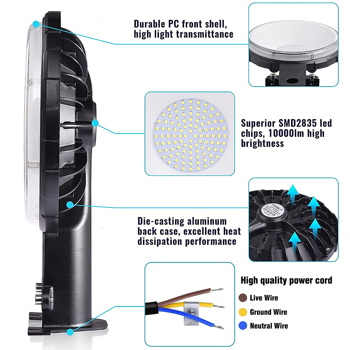 Ankishi LED Barn Light, Dusk to Dawn Outdoor Lighting with 100W 12000LM 5000K Daylight, IP65 Waterproof Area Street Light for Barns Street Yard Garage Warehouse Outdoor Security Flood Lights(2Pack)