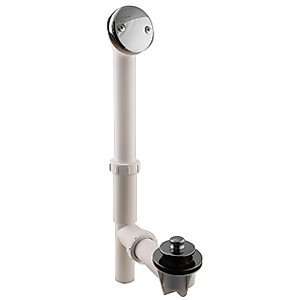 Westbrass 597244-26 White 1-1/2" Tubular Pull & Drain Bath Waste Drain Kit with 2-Hole Overflow Faceplate, Polished Chrome