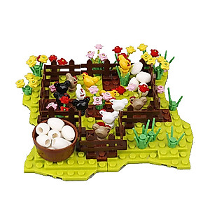 BAENRCY Cow Animal Building Blocks Animal Building Bricks Kit DIY Building Set Compatible All Major Brands (Chicken)
