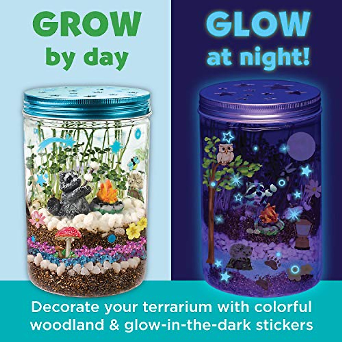 Creativity for Kids Grow 'N Glow Terrarium Kit for Kids - Educational Science Kits Ages 6-8+, Kids Gifts for Boys and Girls, Craft and STEM Projects