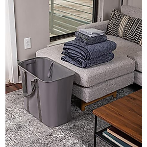 BIRDROCK HOME 75L Collapsible Laundry Basket Caddy - Grey - XL Foldable Tote Bag for Dirty Clothes - Strong Handles - Durable Fabric - Water Resistant - Lightweight