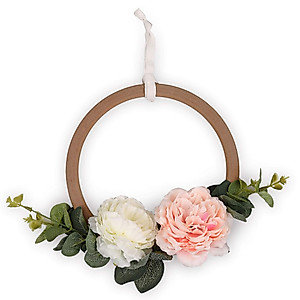 Pink and White Floral Wooden Ring Nursery Wall Decor - Farmhouse Collection by The Peanut Shell