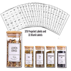 Churboro 24 Glass Spice Jars with Bamboo Airtight Lids, 400 Spice Labels, Funnel and Chalk Marker Set Spice Containers, 4 OZ Glass Storage Jars.