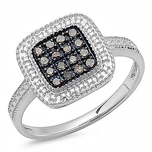 Dazzlingrock Collection 0.25 Carat (Cttw) Sterling Silver Round Champagne Diamond Women Cocktail Ring 1/4 CT, Size 8.5