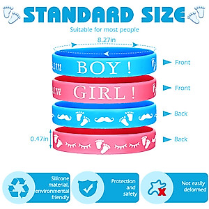 48 Gender Reveal Bracelets and Bead Necklaces Set Includes 24 Pieces Team Boy Team Girl Bracelet and 24 Pieces Bead Necklaces for Gender Reveal Party Supplies, Baby Shower, Pink and Blue