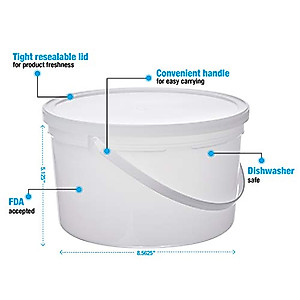 Consolidated Plastics Pail with Handle, HDPE, 4 Quart, Natural, 10 Piece