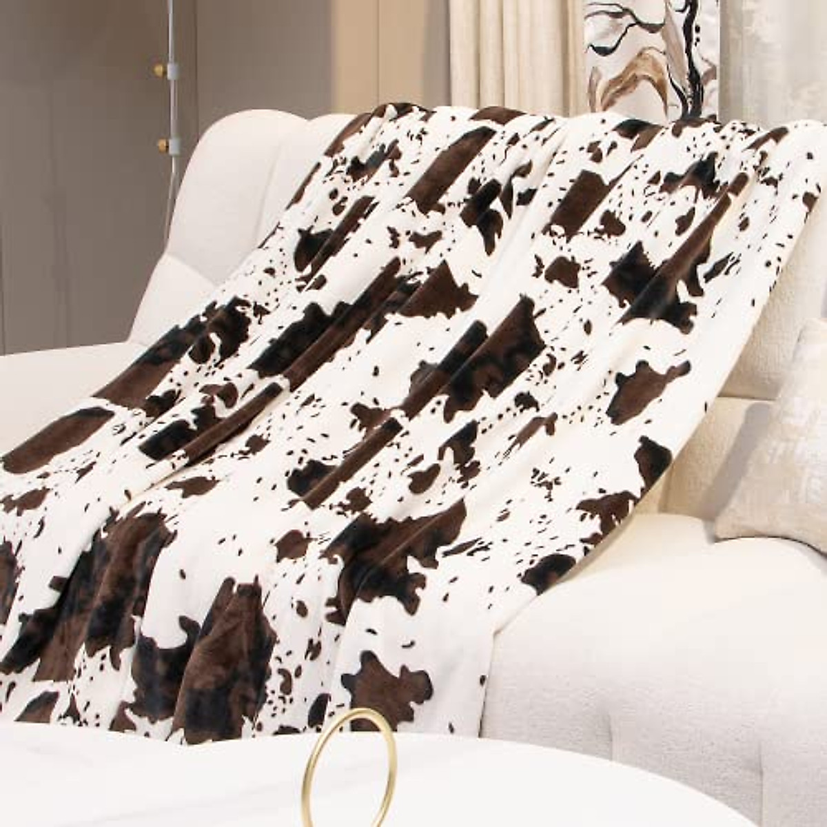 Fleece Blanket Cow Print Soft Throw Blanket Lightweight Throw Blanket