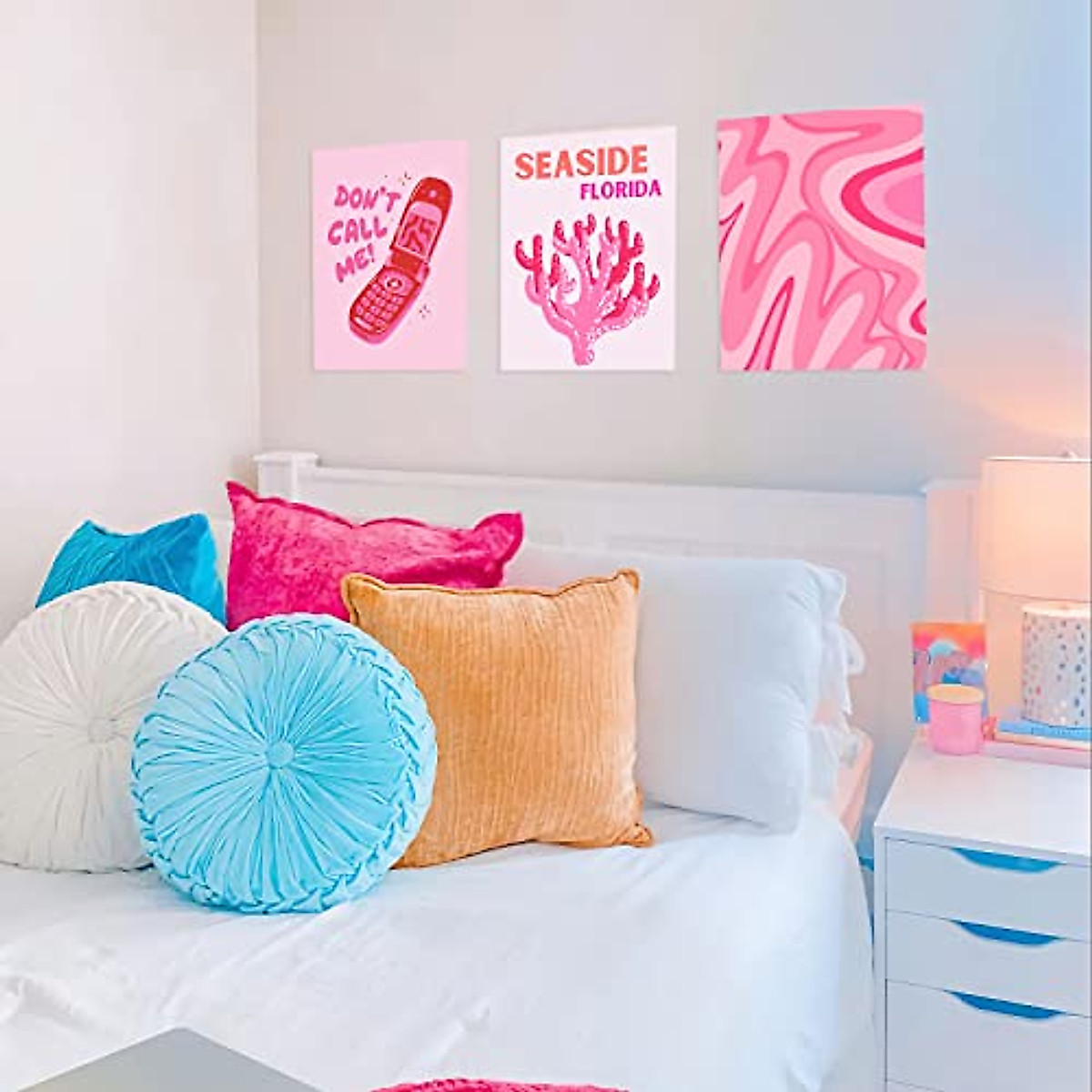GENSTEUO 9Pcs Cute Preppy Room Decor Aesthetic, Preppy Wall Art, Preppy Posters Paintings, Cute Pictures Prints for Bedroom Dorm Decorations, Preppy Pink Poster Wall Collage (8x10 UNFRAMED)