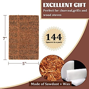 Mydracas Fire Starter - Pack of 144 Charcoal Fire Starters,Firestarter for Fireplace,Campfire,BBQ,Grill Starter,Quick Light and Odourless