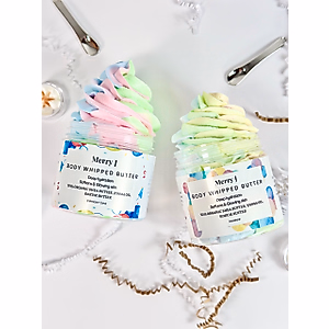 MerryJskin Body Whipped butter 6 oz., whipped cream butter, moisturizes dry skin, gift for her, shea butter, Birthday gift, shower gift for a party, Rainbow Fragrance, Rainbow Scented