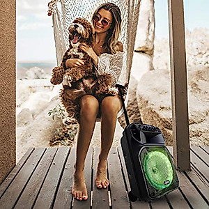 Axess Portable Wireless Bluetooth Speaker — 8 Inch Woofer & 1.5" Tweeter, TWS Link+, Wireless Microphone FM Radio Aux USB and Mic Inputs, Stereo Sound System Speakers with LED Lights Model PABT6038