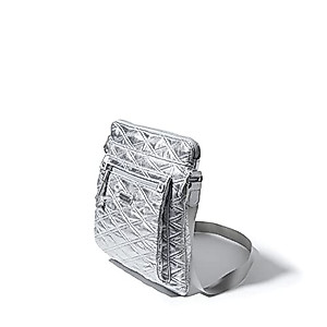 Baggallini Womens go bagg with RFID phone wristlet, Silver Metallic Quilt, One Size US