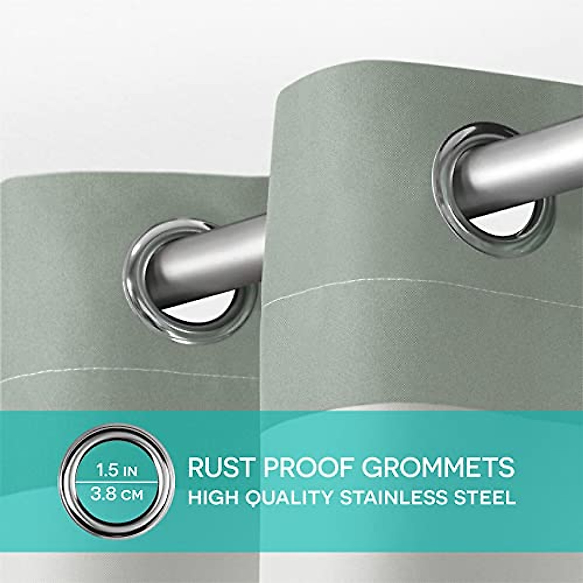 Exclusive Home Cabana Stripe Indoor/Outdoor Light Filtering Grommet Top Curtain Panel, 54"x108", Seafoam, Set of 2