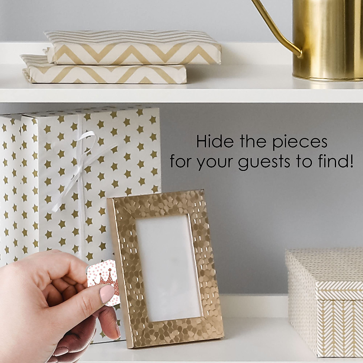 Big Dot of Happiness 1st Birthday Little Miss Onederful - Girl First Birthday Party Scavenger Hunt - 1 Stand and 48 Game Pieces - Hide and Find Game