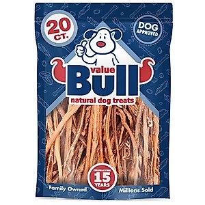 ValueBull Lamb Pizzle Sticks, 20 Count - Natural Dog Treats, Grass-Fed