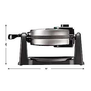 Chefman Rotating Belgian Waffle Maker, 180° Flip Iron w/ Non-Stick Plates, Adjustable Timer, Locking Lid, & Drip Plate, Space Saving Storage, Mess-Free Breakfast, Stainless Steel/Black