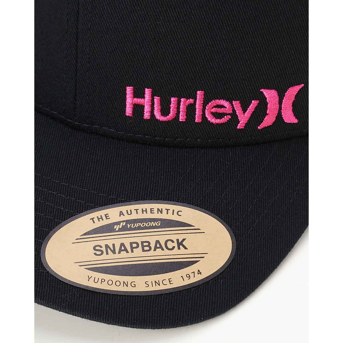 Hurley Men's Trucker Hat - Corp Snap Back Comfortable Curved Bill with Adjustable Snap Closure - Trucker Hats for Men, Black/Pink