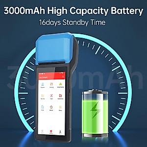 Bisofice 4G Handheld PDA POS Android 13.0 Receipt Printer 2GB+16GB, Camera 5M, 1D 2D Barcode Scanner, Wifi/Gps/BT/4G Full Network Connection, 5" Touchscreen 58mm Width Thermal Label Printing