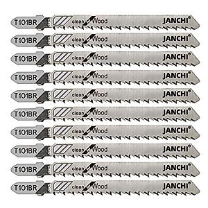 50Pack T101BR T-Shank Contractor Jig Saw Blades - 4 Inch 10 TPI Jigsaw Blades Set- Made for High Speed Carbon Steel, Clean and Precise Straight Cutting Wood Boards PVC Plastic