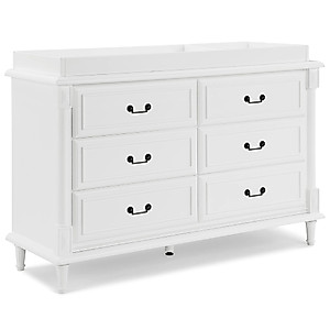 Delta Children Simmons Kids Juliette 6 Drawer Dresser with Changing Top, Greenguard Gold Certified, Bianca White