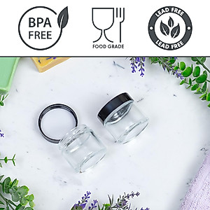 Cornucopia Brands 2oz Straight Sided Clear Glass Jars (12 pack), Airtight Cosmetic Jars for Creams, Balms & Aromatherapy