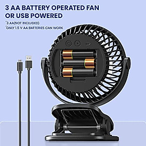 AA Battery Powered Clip on Fan with Aroma Function,Battery Operated Portable Fans for Camp,Small Dorm Fan with Powerful 4 Speeds,Quiet Desk Fan with 360°Rotation,Personal Dorm Fan for Home,Bed,Office