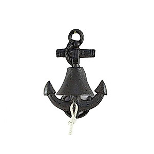 Cast Iron Wall Mounted Anchor Bell 8 Inch - Captains Bell - Rustic Wall Art
