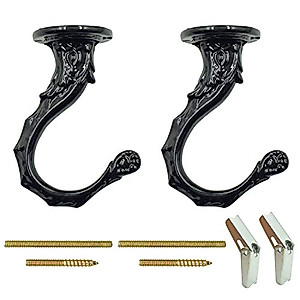 Hxchen 65mm/2.6" Ceiling Hooks - Heavy Duty Swag Hook with Steel Screws Bolts and Toggle Wings for Hanging Plants Ceiling Installation Cavity Wall Fixing Black - (2 Sets)