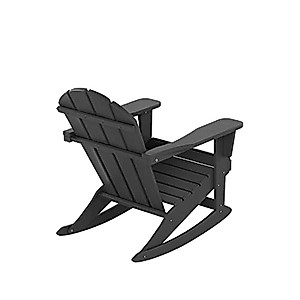 WestinTrends Malibu Rocking Chair Outdoor, All Weather Resistant Poly Lumber Classic Porch Rocker Chair, 350 lbs Support Patio Lawn Plastic Adirondack Chair, Gray