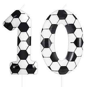 Soccer Birthday Candles 10th Soccer Themed Birthday Party Decorations, Football Birthday Cake Candles for Boys Girls Kids Sport-Theme Party Supplies