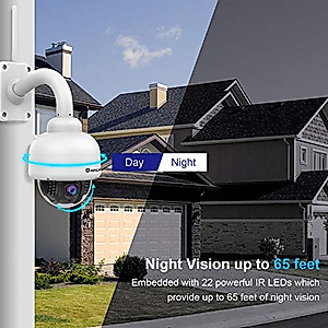 Dericam Outdoor PTZ WiFi Security Camera,1080P IP Surveillance CCTV Camera,Pan/Tilt/Zoom,4X Optical Zoom,Night Vision,Motion Detect,IP65 Weatherproof Pre-Instal 32G SD Card, White