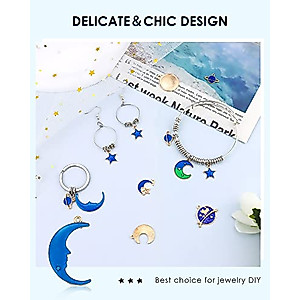 JIALEEY Assorted Gold Plated Enamel Cat Moon Star Celestial Charm Pendant DIY for Earrings Necklace Bracelet Jewelry Making and Crafting